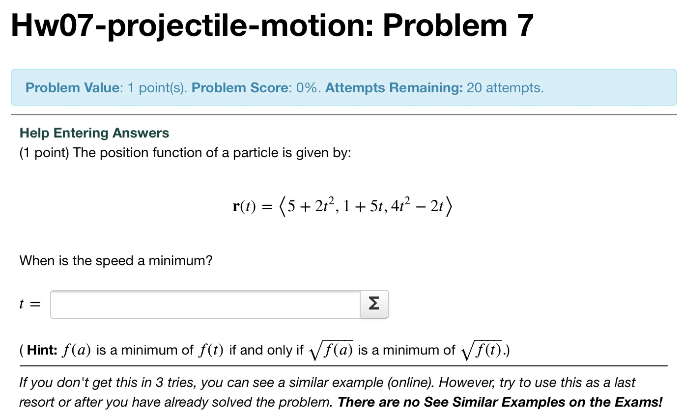 Solved Hw07-projectile-motion: Problem 7 Problem Value: 1 | Chegg.com