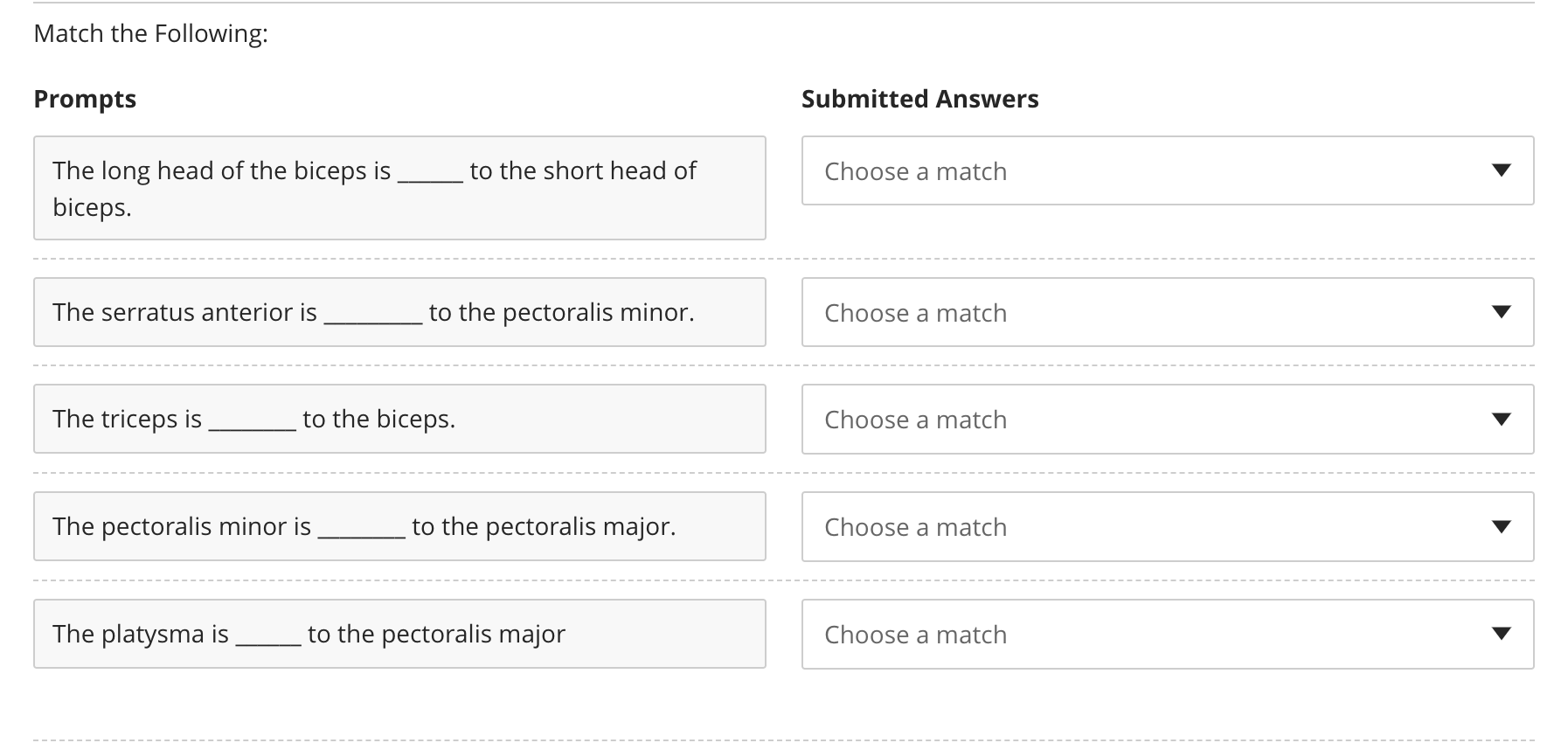 Solved Match the Followıng: Prompts Submitted Answers The | Chegg.com