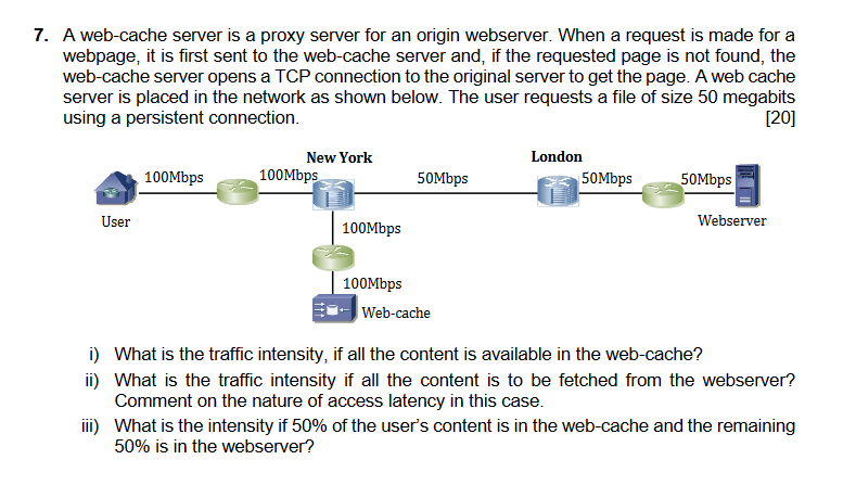 Solved 7. A web-cache server is a proxy server for an origin | Chegg.com