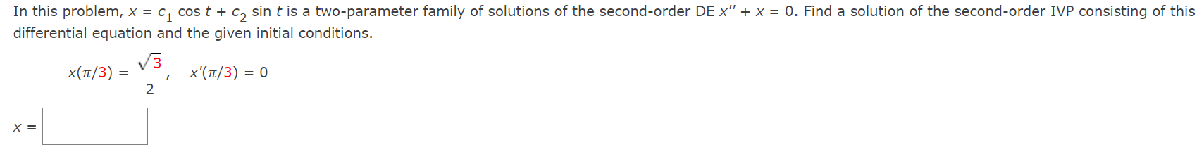 Solved In this problem, x = (y cost + c2 sin t is a | Chegg.com