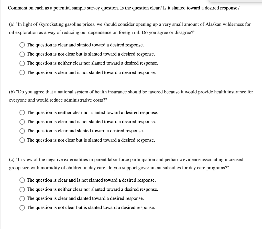 Solved Comment on each as a potential sample survey | Chegg.com