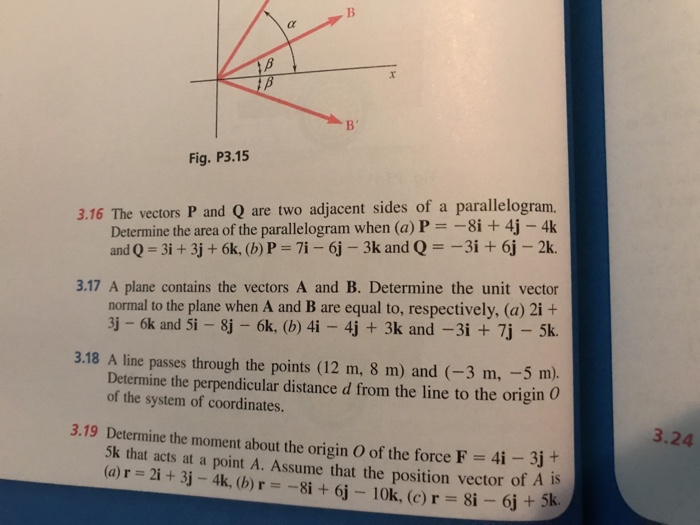 Solved B' Fig. P3.15 3.16 The vectors P and Q are two | Chegg.com