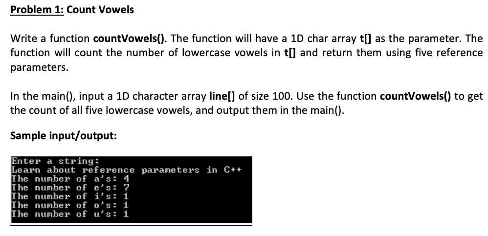 Solved Problem 1 Count Vowels Write A Function 7813