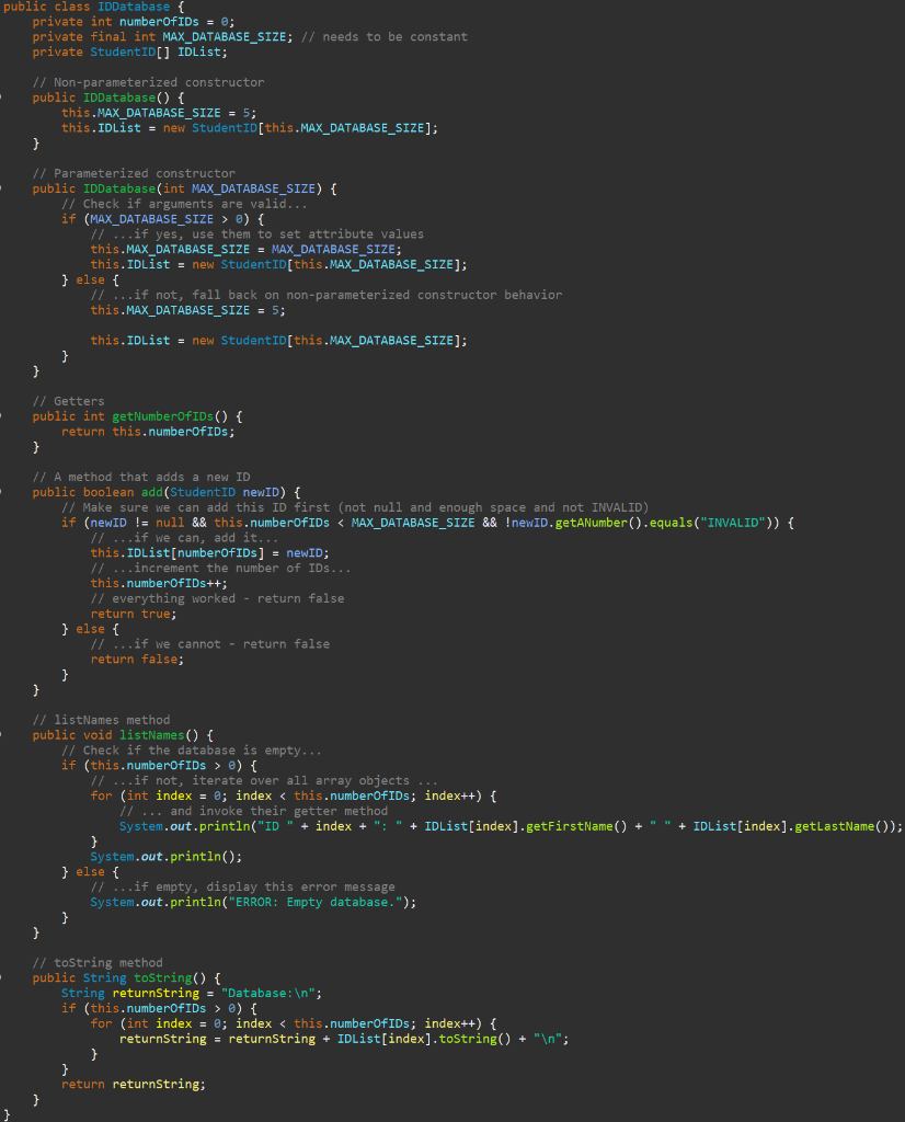 Solved Consider The Following Java Class Where A Student Chegg