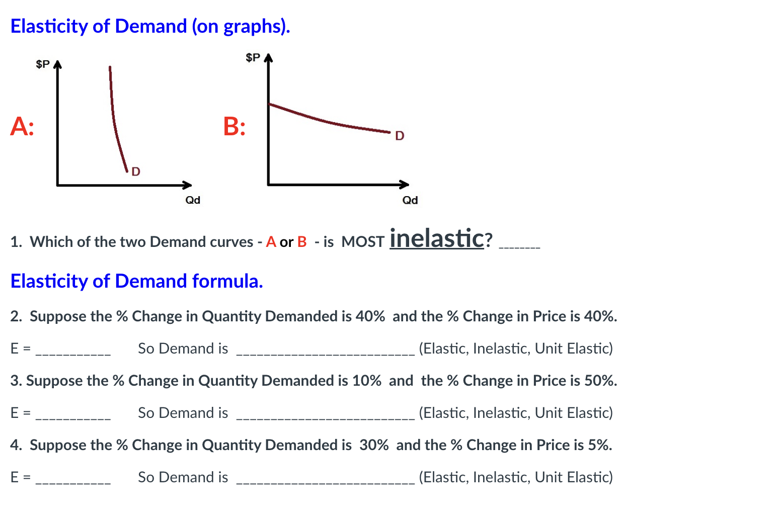 Solved Elasticity of Demand (on graphs). 1. Which of the two | Chegg.com