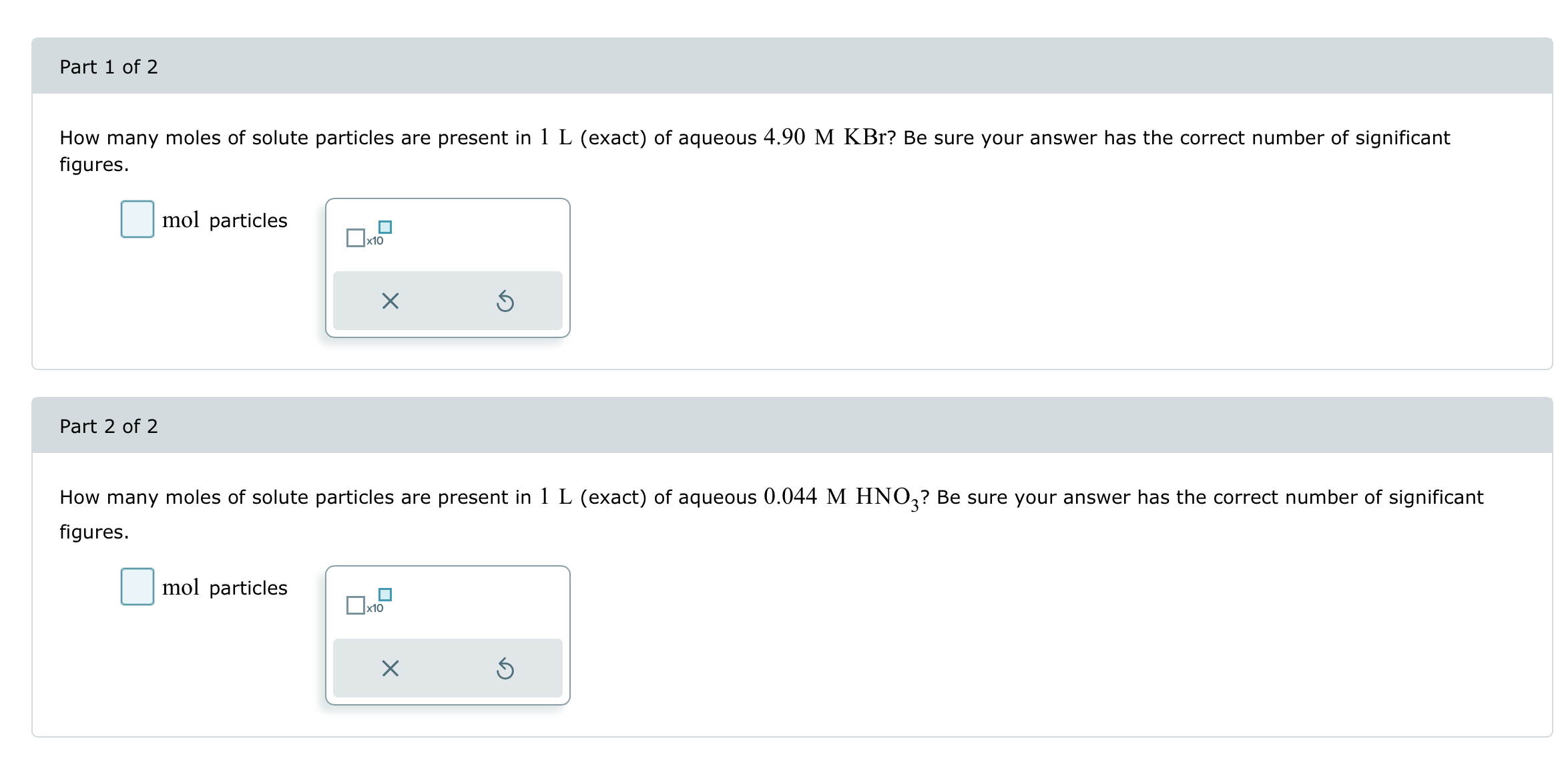 Solved How many moles of solute particles are present in 1 L | Chegg.com