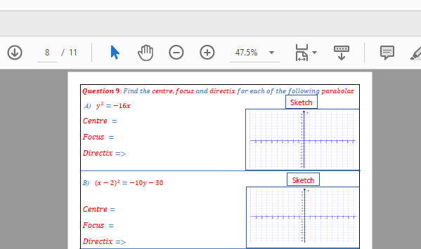 Solved y2=−16x ntre = cus = rectix => (x−2)2=−10y−30 | Chegg.com