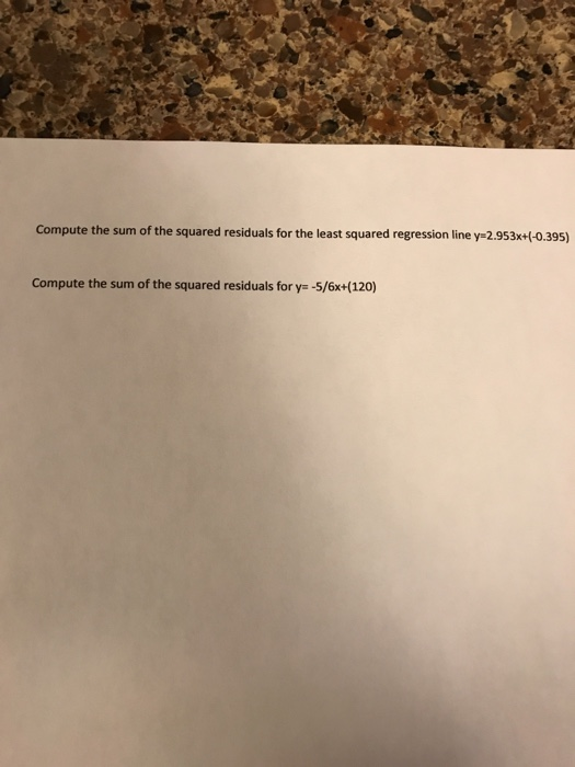 Compute the sum of the squared residuals for the | Chegg.com