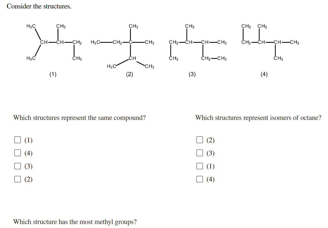 Solved Consider the structures. (1) (3) (4) Which structures | Chegg.com