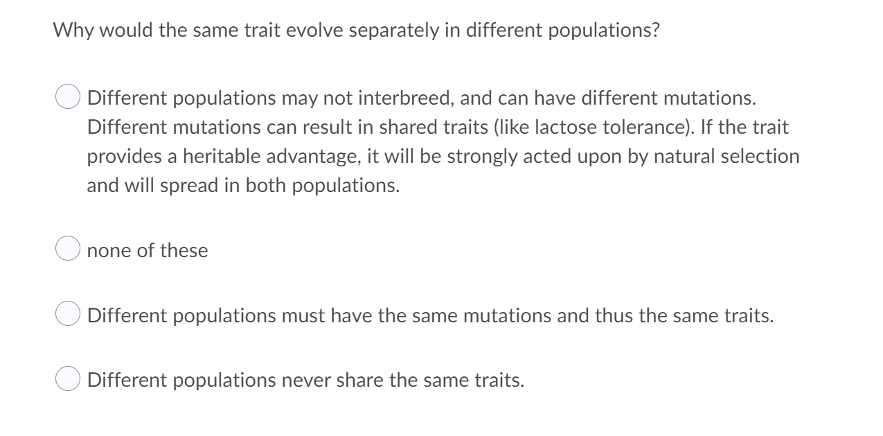 Solved Why would the same trait evolve separately in | Chegg.com
