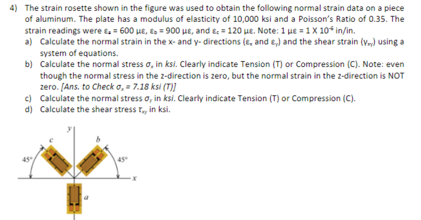 Solved The strain rosette shown in the figure was used to | Chegg.com