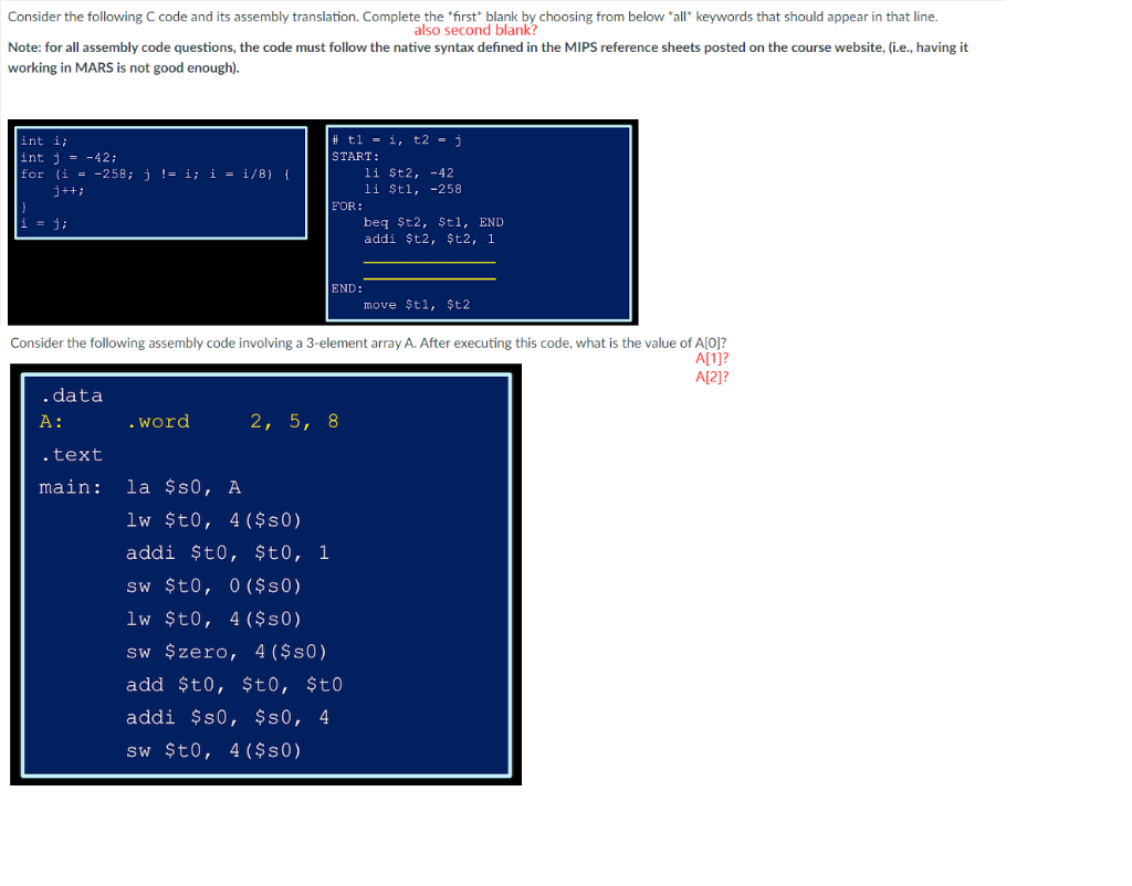 Consider the following C code and its assembly | Chegg.com
