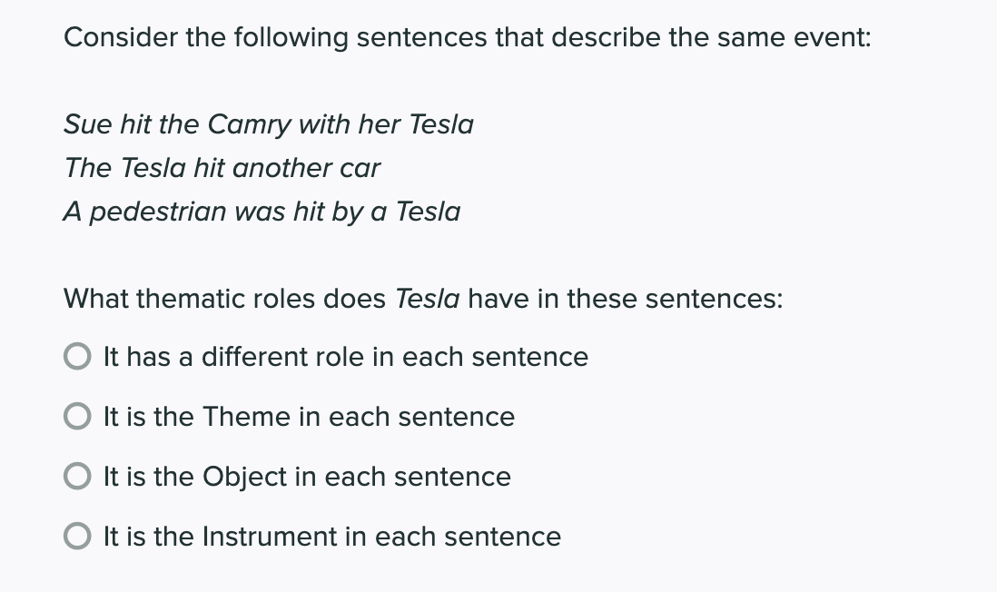 Solved Consider the following sentences that describe the | Chegg.com