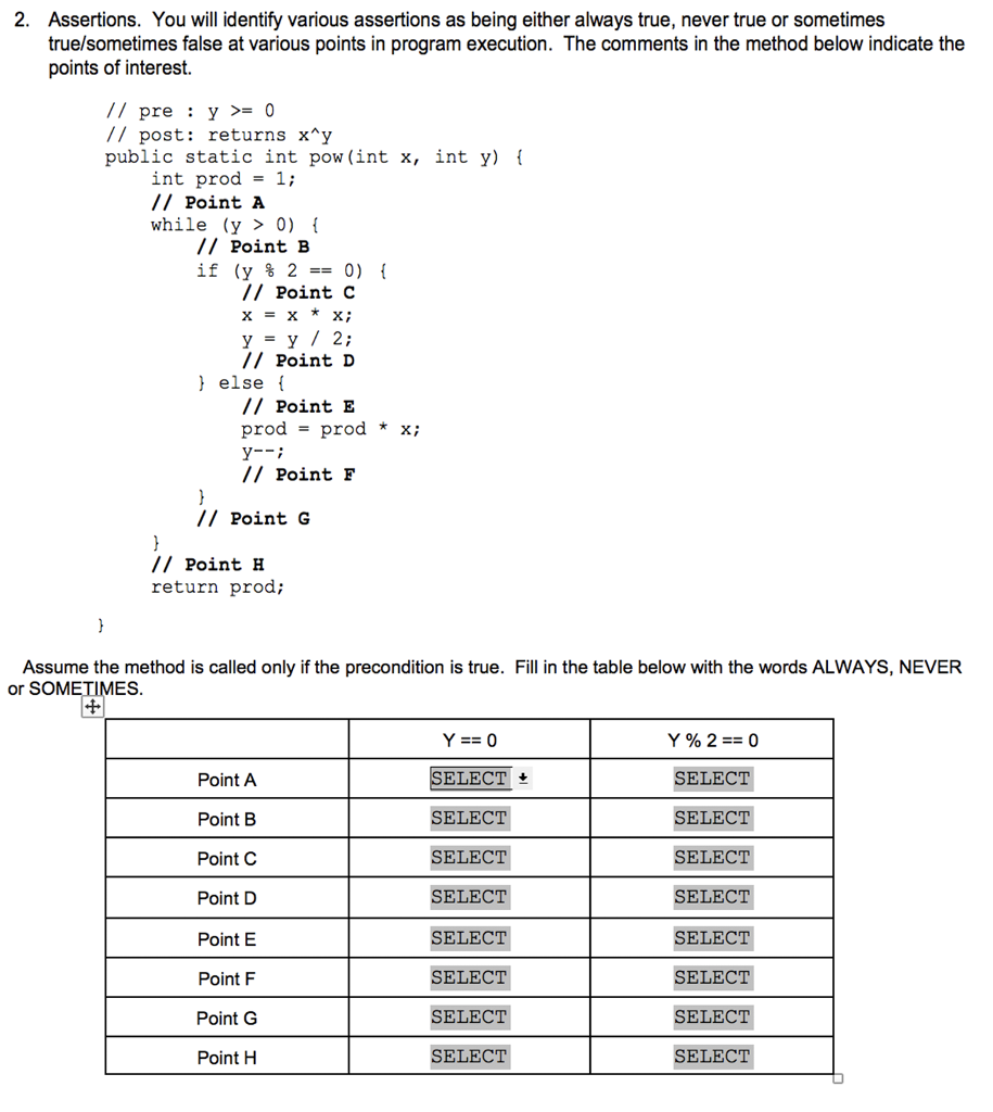 Solved 2. Assertions. You will identify various assertions | Chegg.com