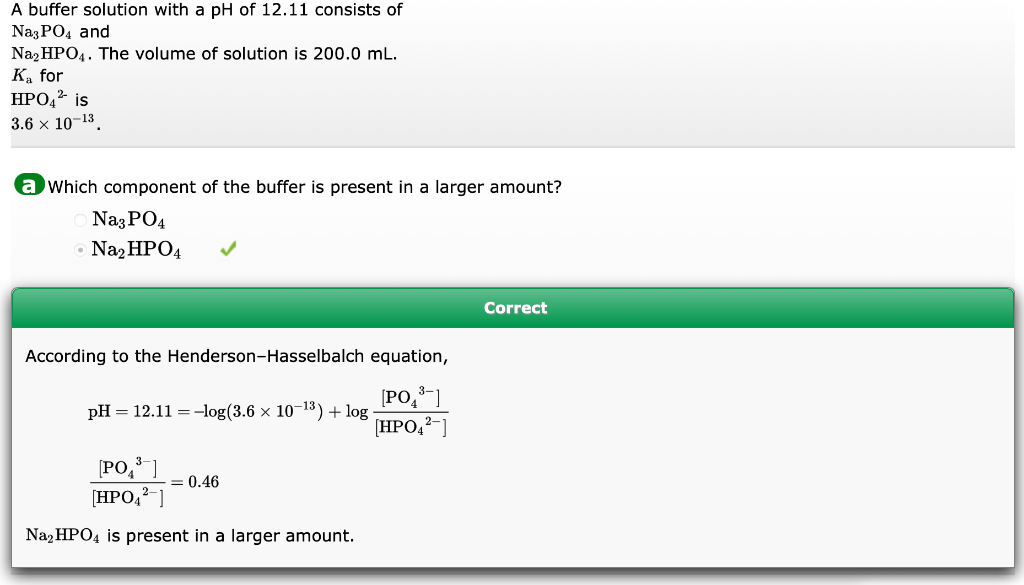 Solved A buffer solution with a pH of 12.11 consists of | Chegg.com