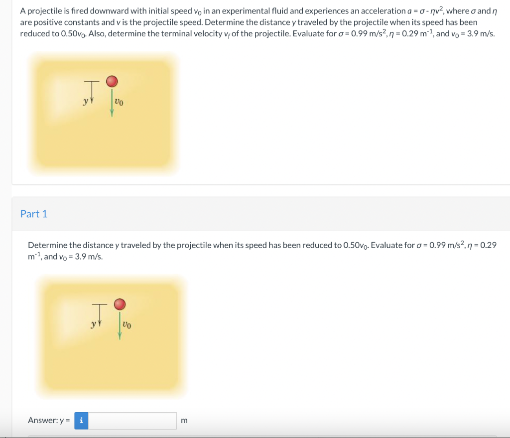 Solved A projectile is fired downward with initial speed vo | Chegg.com