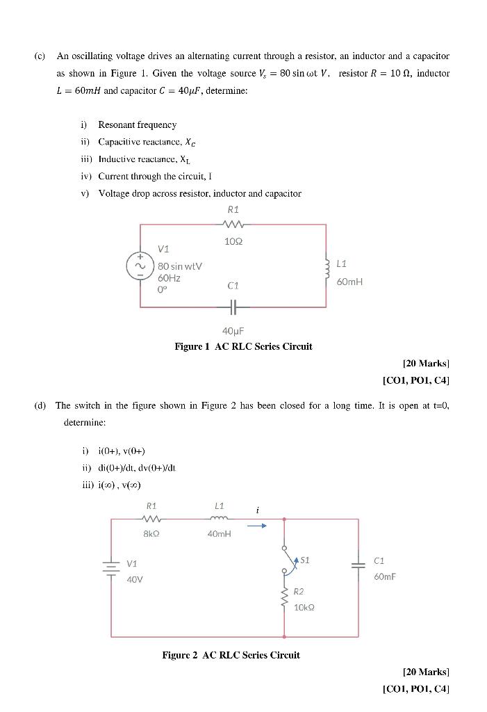Solved (c) An oscillating voltage drives an alternating | Chegg.com