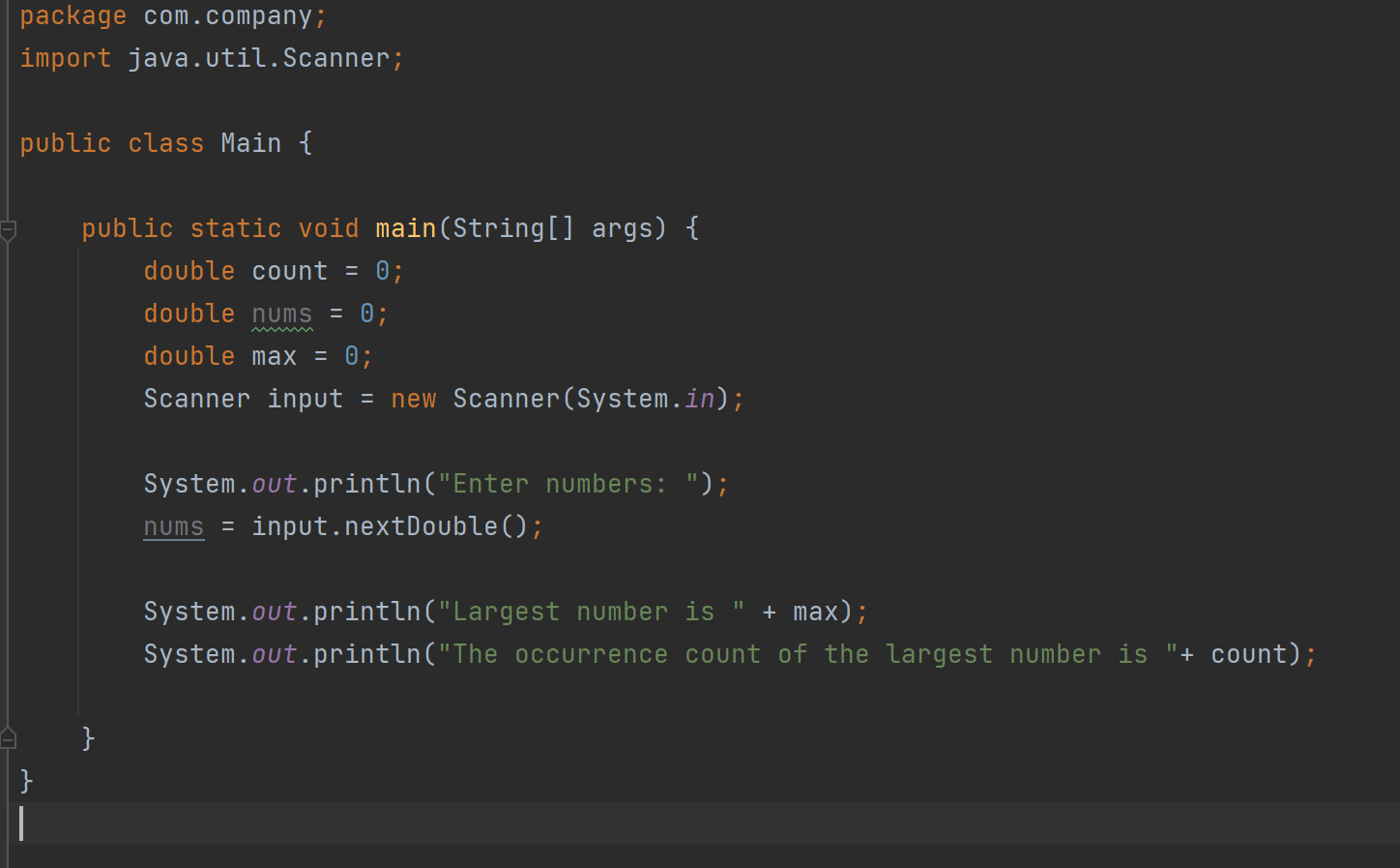 Solved Page 201 #5.41 (Occurrence of max numbers) Write a | Chegg.com