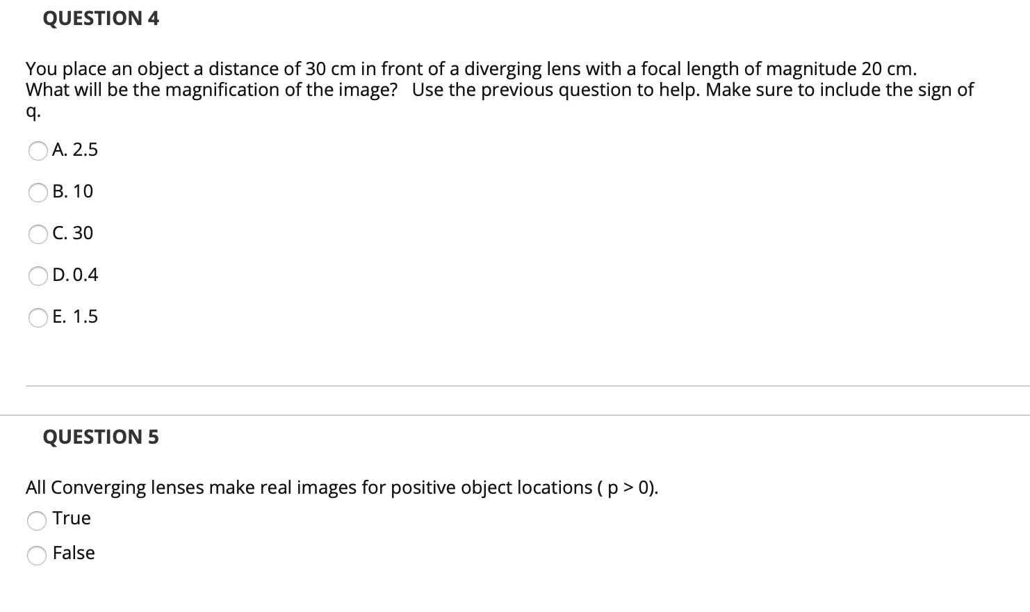 Solved QUESTION 1 You place an object 30 cm in front of a | Chegg.com