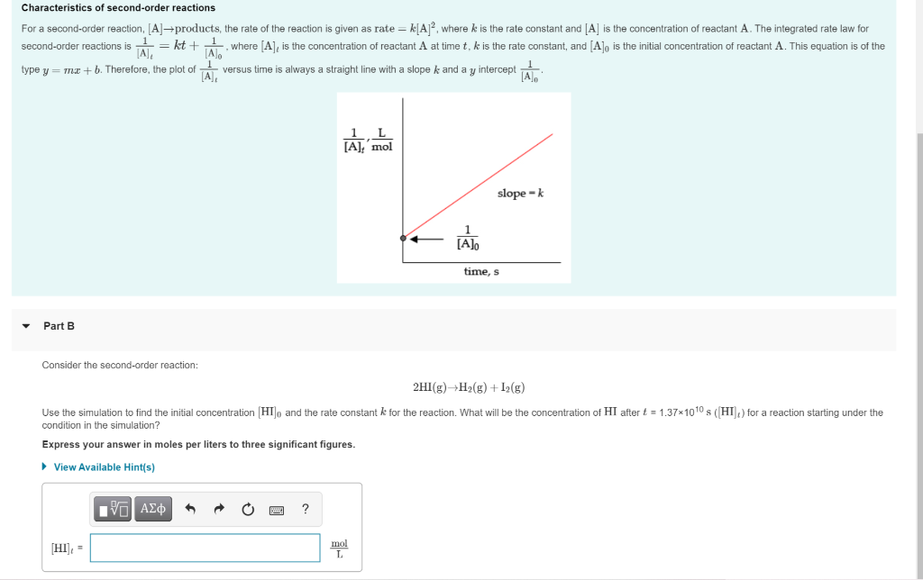 Solved A Consider the following reaction: A-products The | Chegg.com