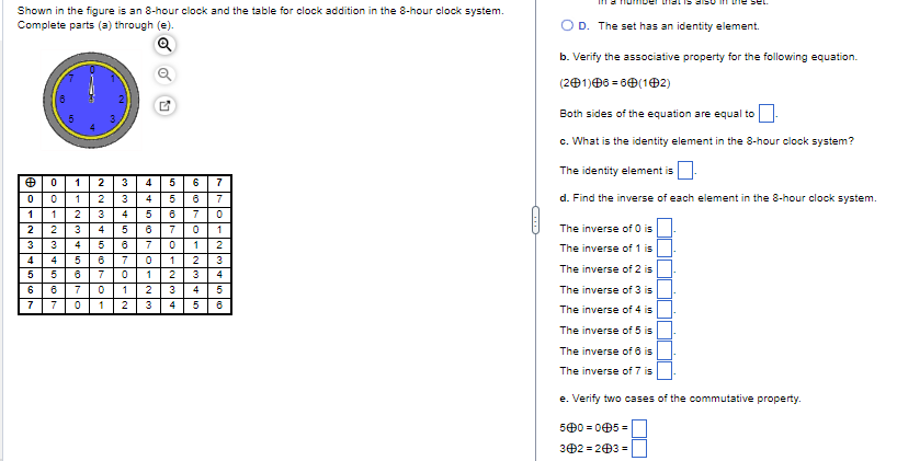 Solved Shown in the figure is an 8 -hour clock and the table | Chegg.com