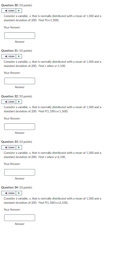 Solved Consider a variable, x, that is normally distributed | Chegg.com