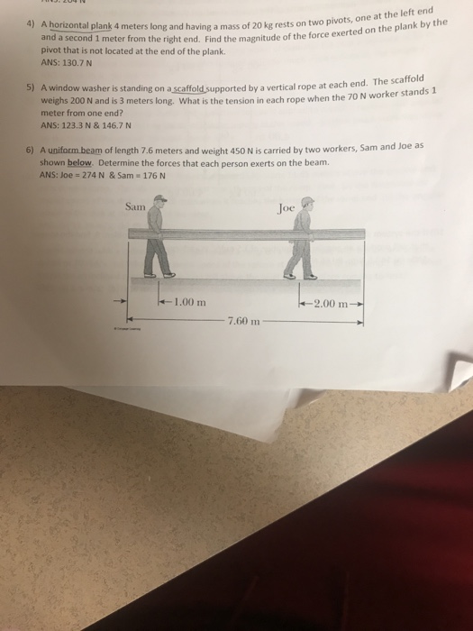 Solved 4) A horizontal plank 4 meters long and having and a | Chegg.com