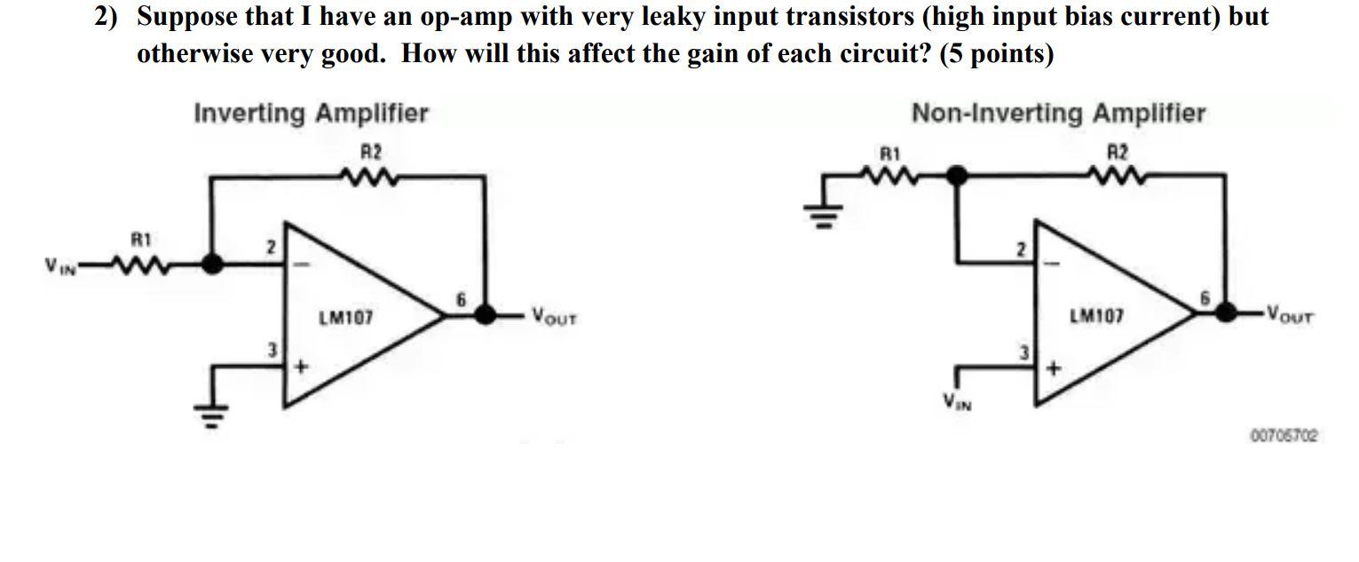 Solved 2) Suppose that I have an op-amp with very leaky | Chegg.com