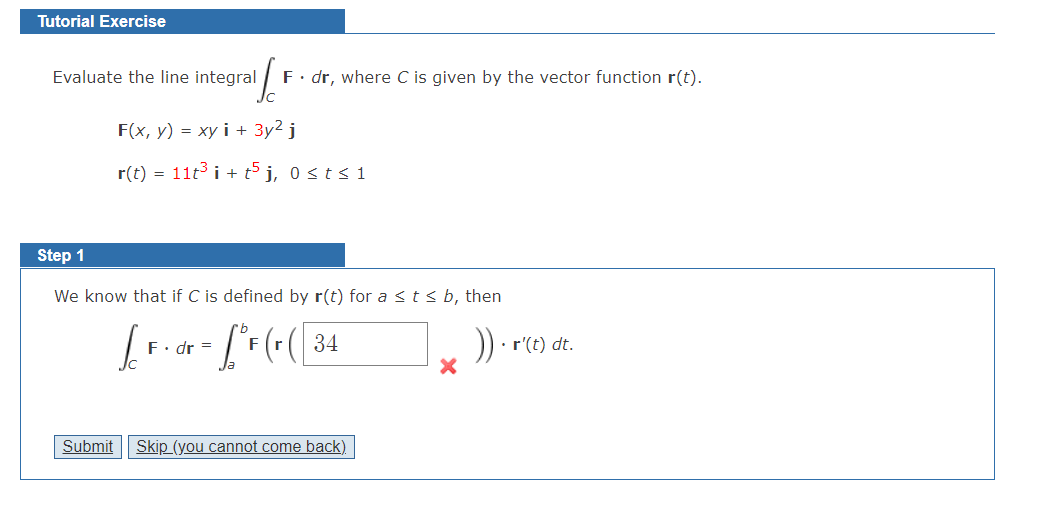 Solved Tutorial Exercise Evaluate the line integral F. dr, | Chegg.com