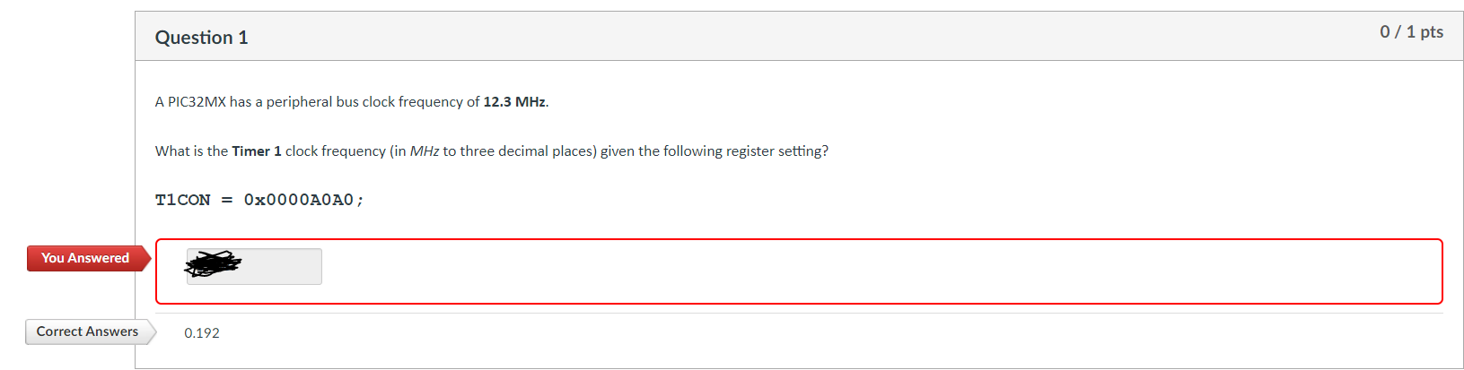 Solved Question 1A PIC32MX has a peripheral bus clock | Chegg.com