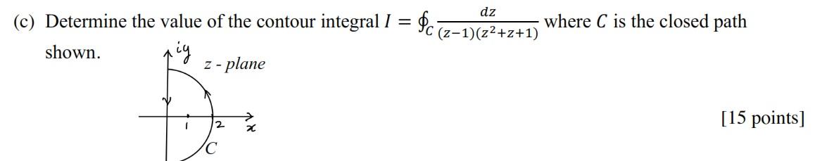 Solved (c) Determine the value of the contour integral | Chegg.com