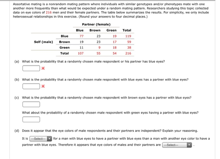 Solved Assortative mating is a nonrandom mating pattern | Chegg.com