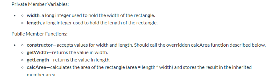 Solved Public Member Functions: • getArea. This function | Chegg.com