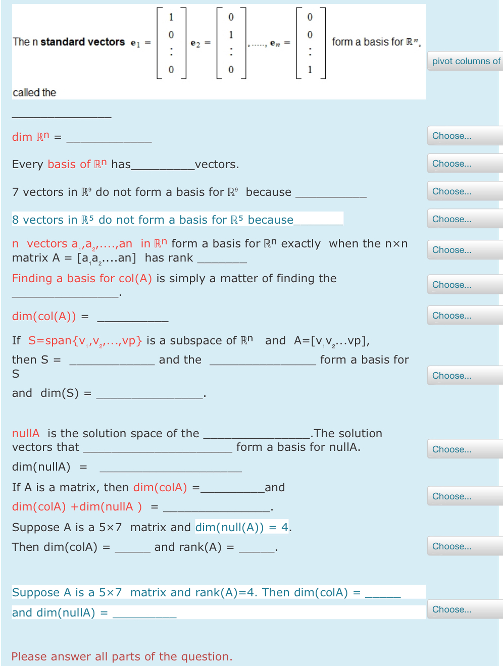 Solved TO The n standard vectors e = e2 = form a basis for | Chegg.com