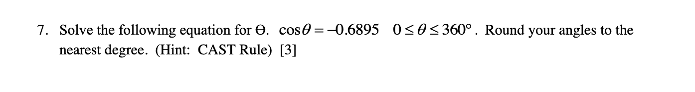 Solved 7. Solve the following equation for | Chegg.com