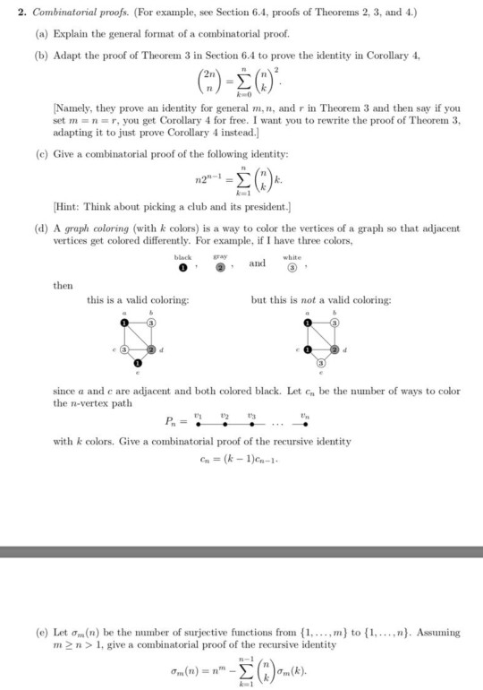2. Combinatorial proofs. (For example, see Section | Chegg.com