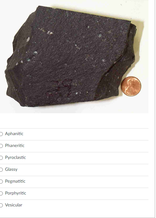 Solved Aphanitic Phaneritic Pyroclastic Glassy Pegmatitic | Chegg.com