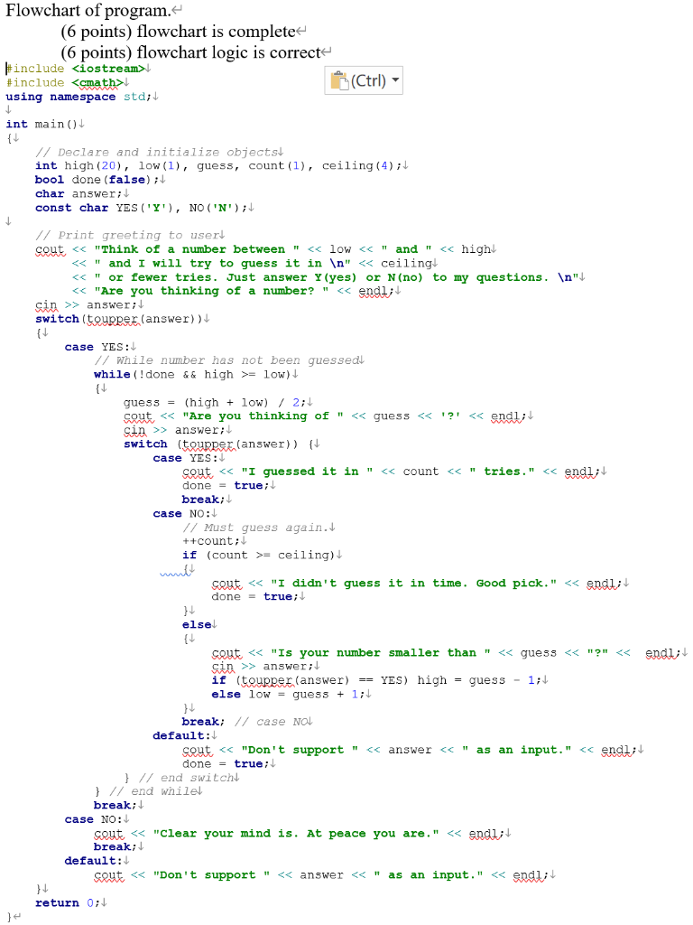 Solved Flowchart of program.- (6 points) flowchart is | Chegg.com