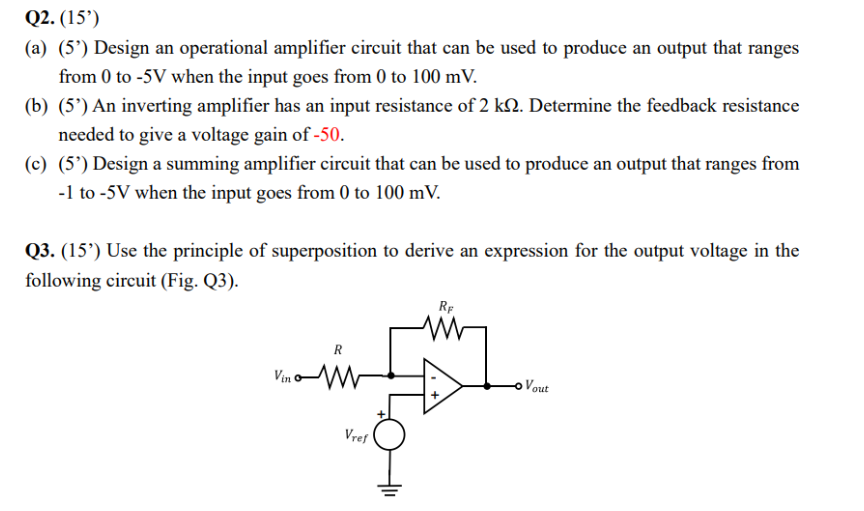 Solved Q2. (15') (a) (5') Design an operational amplifier | Chegg.com