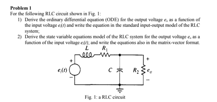 Solved Problem 1 For the following RLC circuit shown in Fig. | Chegg.com