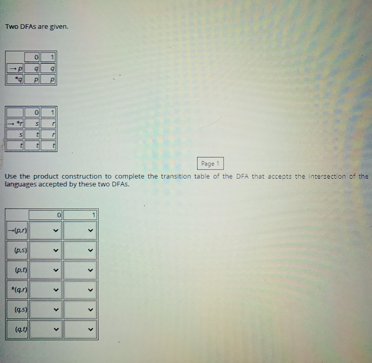 Solved Two Dfas Are Given 0 9 9 9 D 0 5 R S T R Page 1