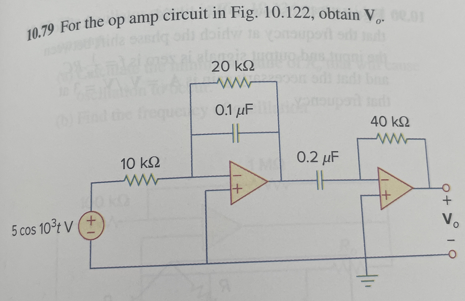 Solved 10.79 For the op amp circuit in Fig. 10.122, obtain | Chegg.com