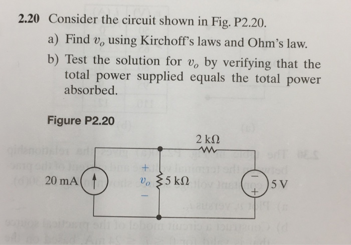 Solved 2.20 Consider the circuit shown in Fig. P2.20. a) | Chegg.com