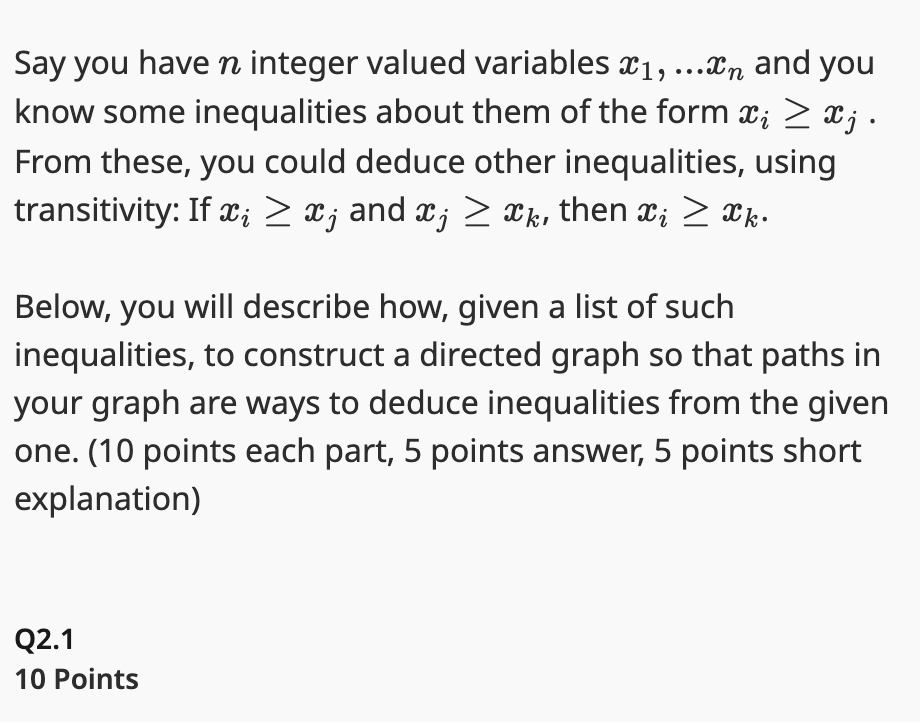 Solved transitivity: If xi≥xj and xj≥xk, then xi≥xk. Below, | Chegg.com