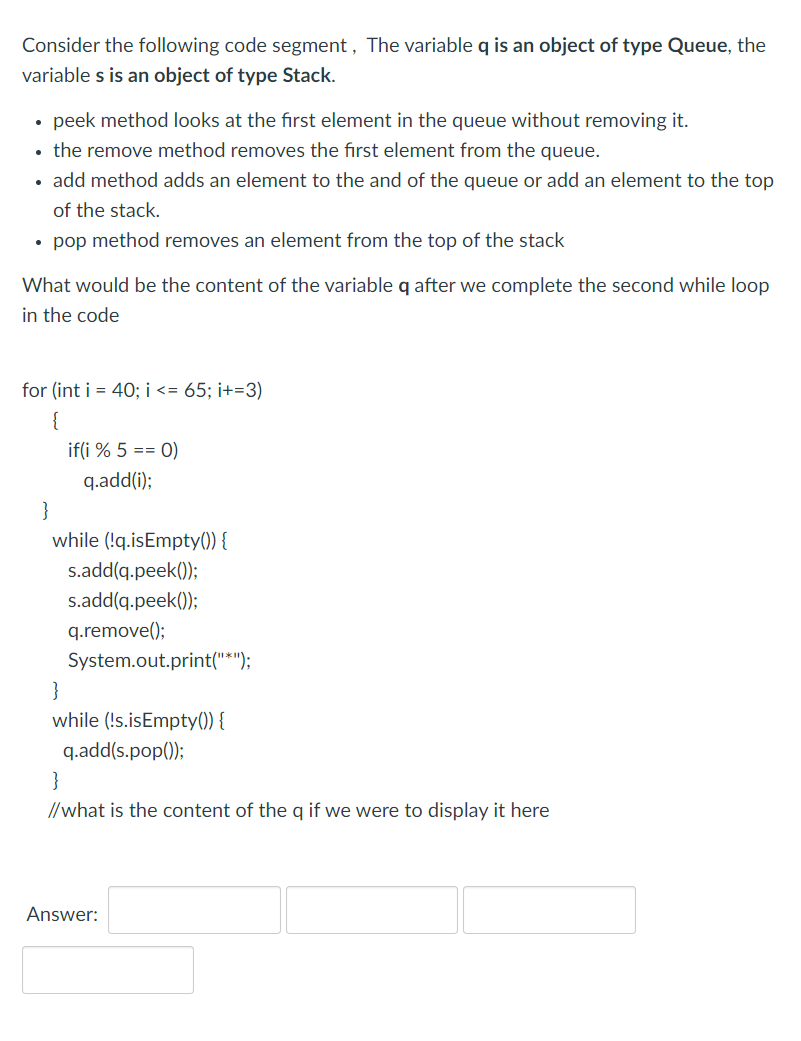 Solved Consider the following code segment, The variable q | Chegg.com