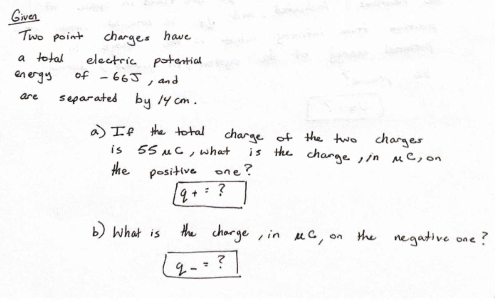 Solved Given Two point charges have a total electric | Chegg.com