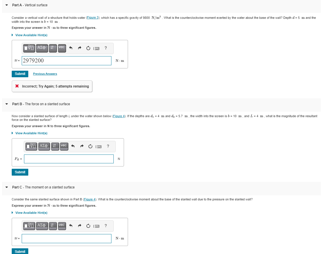 Solved Part A - ﻿Vertical surfacewidth into the screen is | Chegg.com