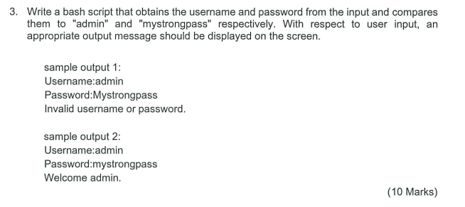 Solved Write a bash script that obtains the username and | Chegg.com