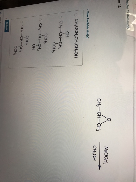 Solved hapter 11 /0 m 13 NaOCH3 CH3-CH-CH2 CH3OH | Chegg.com