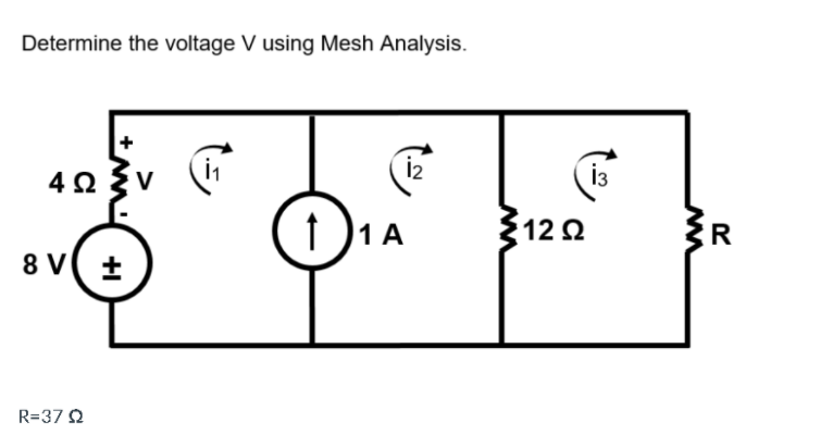 Solved Determine The Voltage V Using Mesh Analysis T 4 Ω 3093